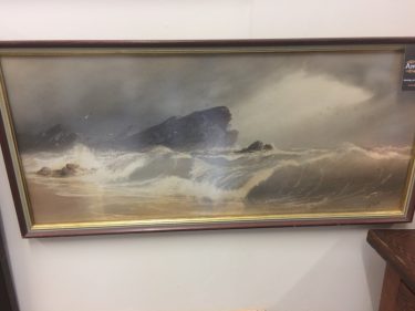 Henry Edwin Tozer Watercolour Stormy Seas Breaking Waves - AntiqArt