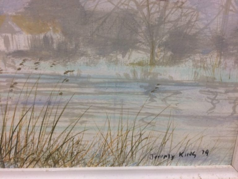 Jeremy King Oil on Board Henley On Thames in Winter 1979 - AntiqArt
