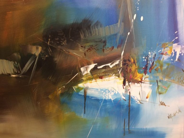 Modern Abstract Acrylic on box canvas by Wilkinson - AntiqArt