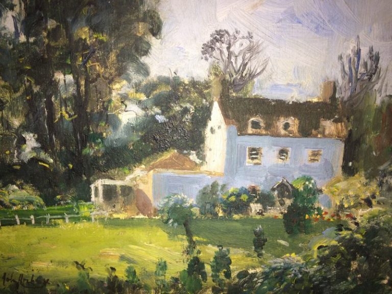 John Ambrose RSMA Oil on Board The Fox Inn, Enville - AntiqArt