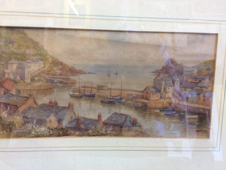 W Sands (aka) Thomas Herbert Victor Watercolour Polperro - AntiqArt