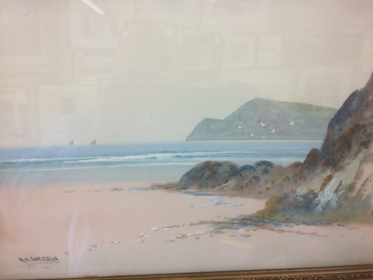 Reginald Daniel Sherrin Coastal Scene Watercolour - AntiqArt