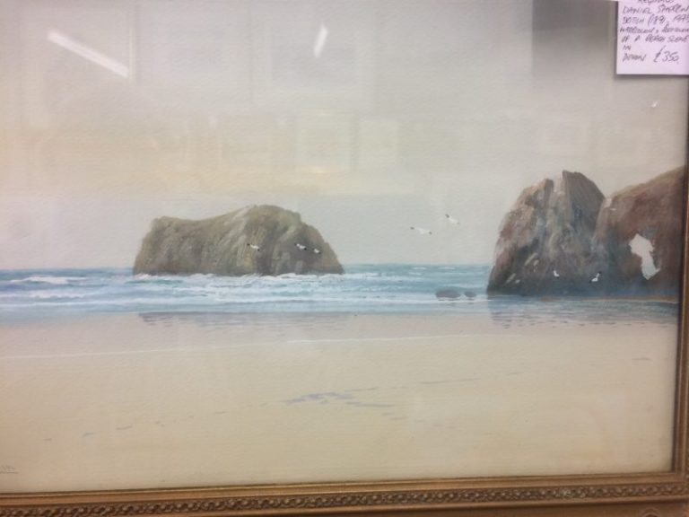 Reginald Daniel Sherrin Perranporth Coastal Scene Watercolour - AntiqArt