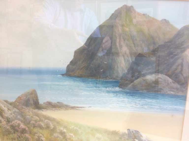 Reginald Daniel Sherrin Large Coastal Scene Watercolour - AntiqArt