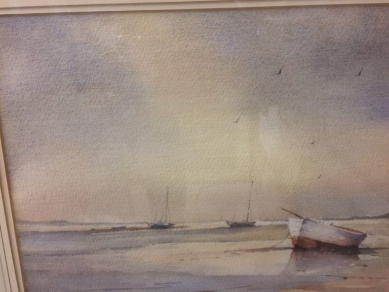 "Boat On The Shore" Watercolour by Sidney Cardew RSMA - AntiqArt