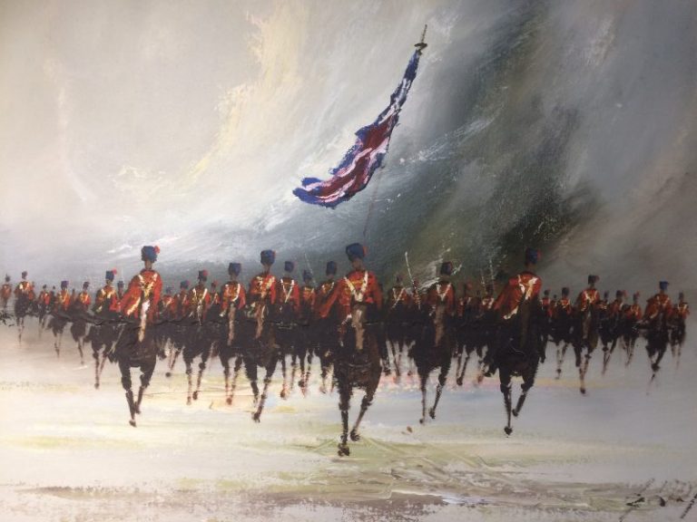 Colin Maxwell Parsons Glenn Oil on Canvas of 19th Century Cavalry ...